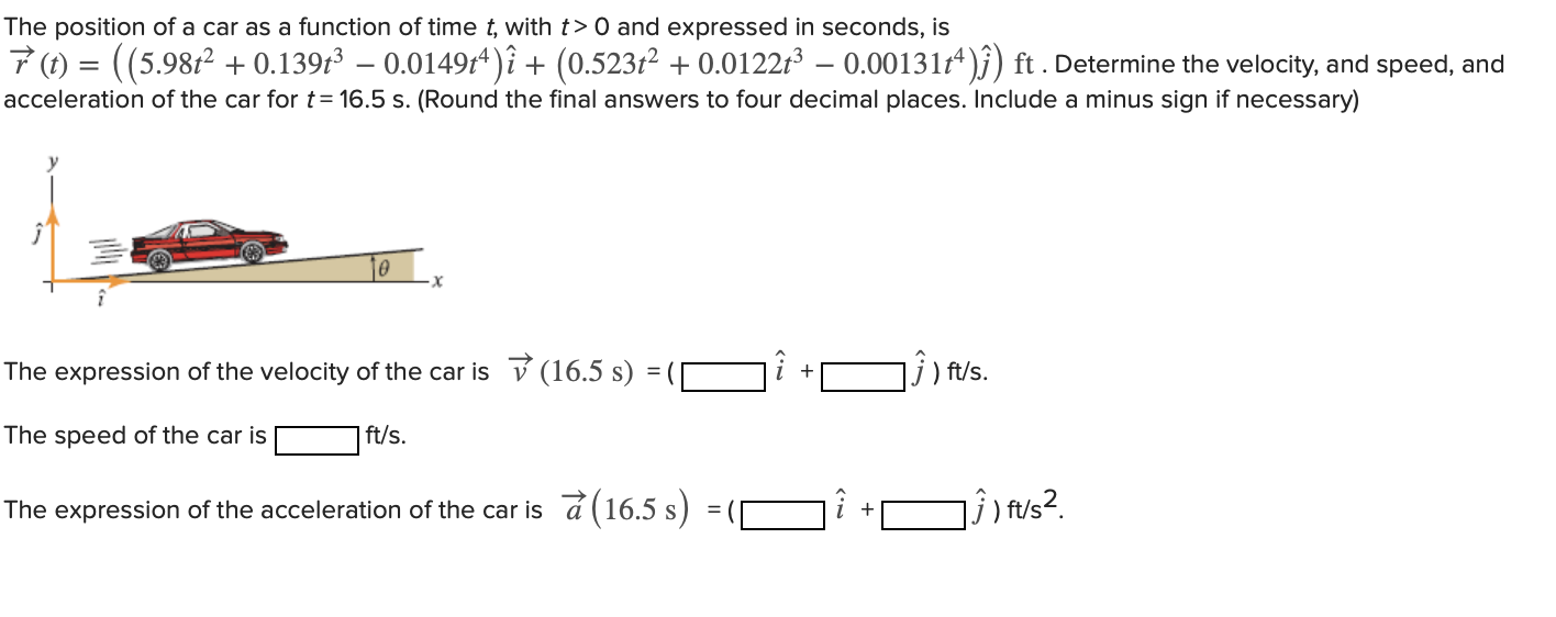 The position of a car as a function of time t, with | Chegg.com