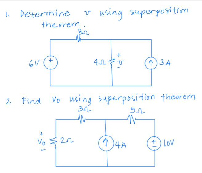 Solved using superposition Determine theorem . 82 + 6V +! | Chegg.com
