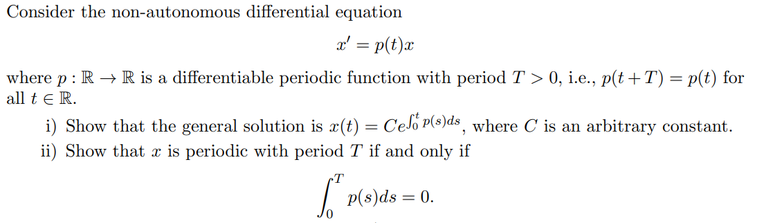 Solved Consider the non-autonomous differential equation x' | Chegg.com