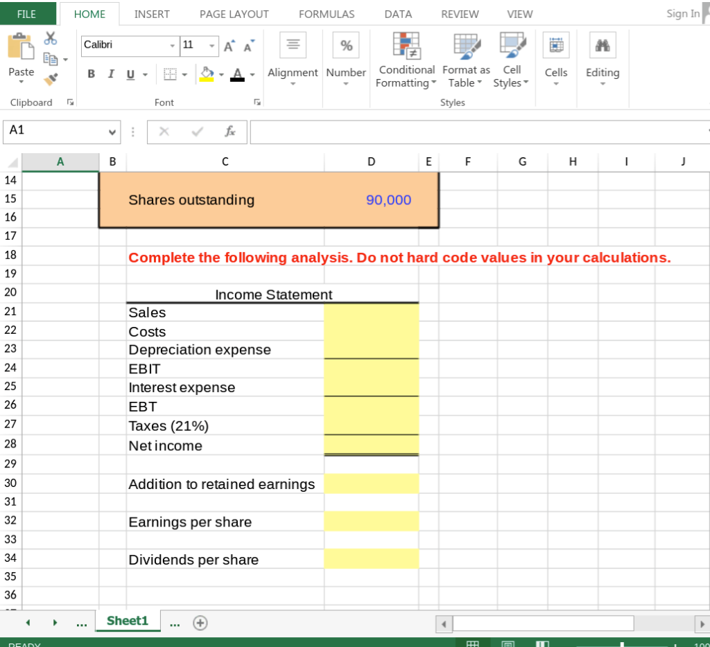 Solved X 11 Calibri A A Alignment Number Conditional Format | Chegg.com