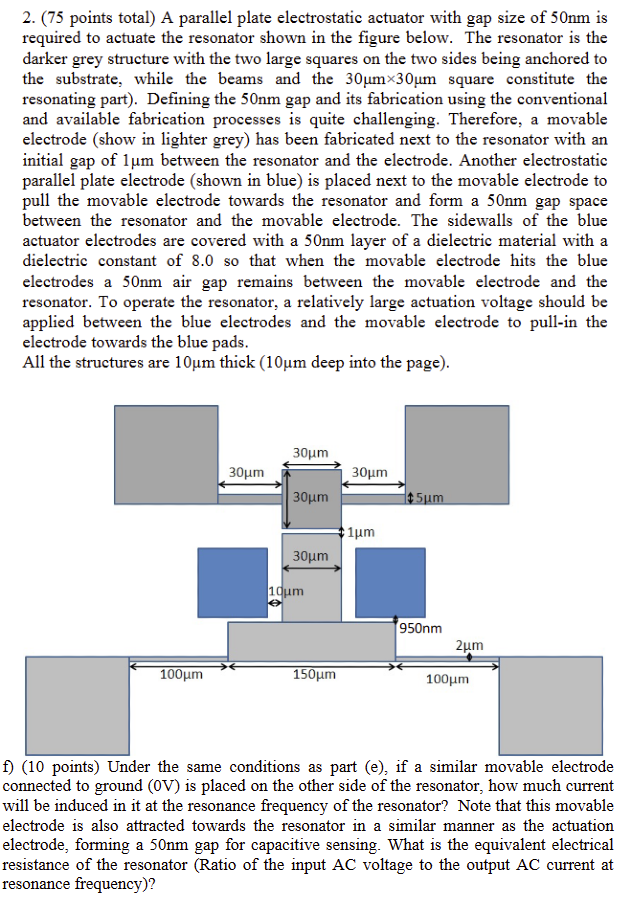 Solved 2. (75 points total) A parallel plate electrostatic | Chegg.com