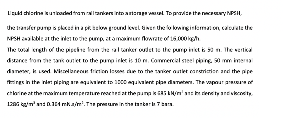 Solved Liquid chlorine is unloaded from rail tankers into a | Chegg.com