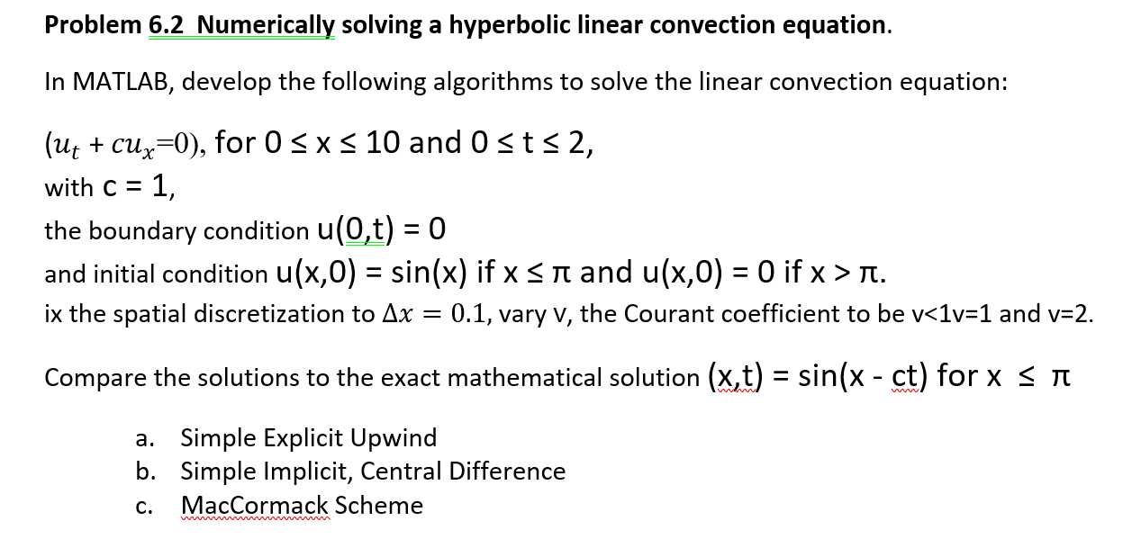 Solved Problem 6.2 Numerically solving a hyperbolic linear | Chegg.com