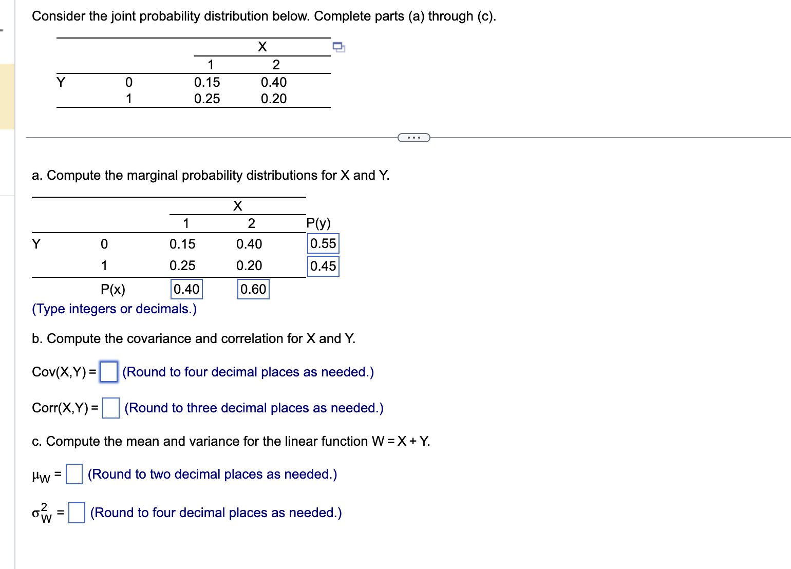 Solved a. ﻿Compute the marginal probability distributions | Chegg.com