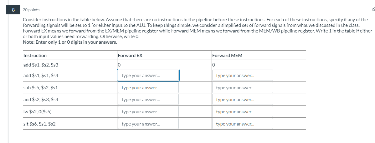 Solved Consider instructions in the table below. Assume that | Chegg.com