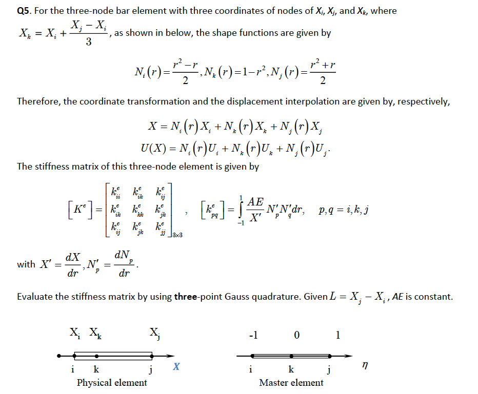 Q5. For the three-node bar element with three | Chegg.com