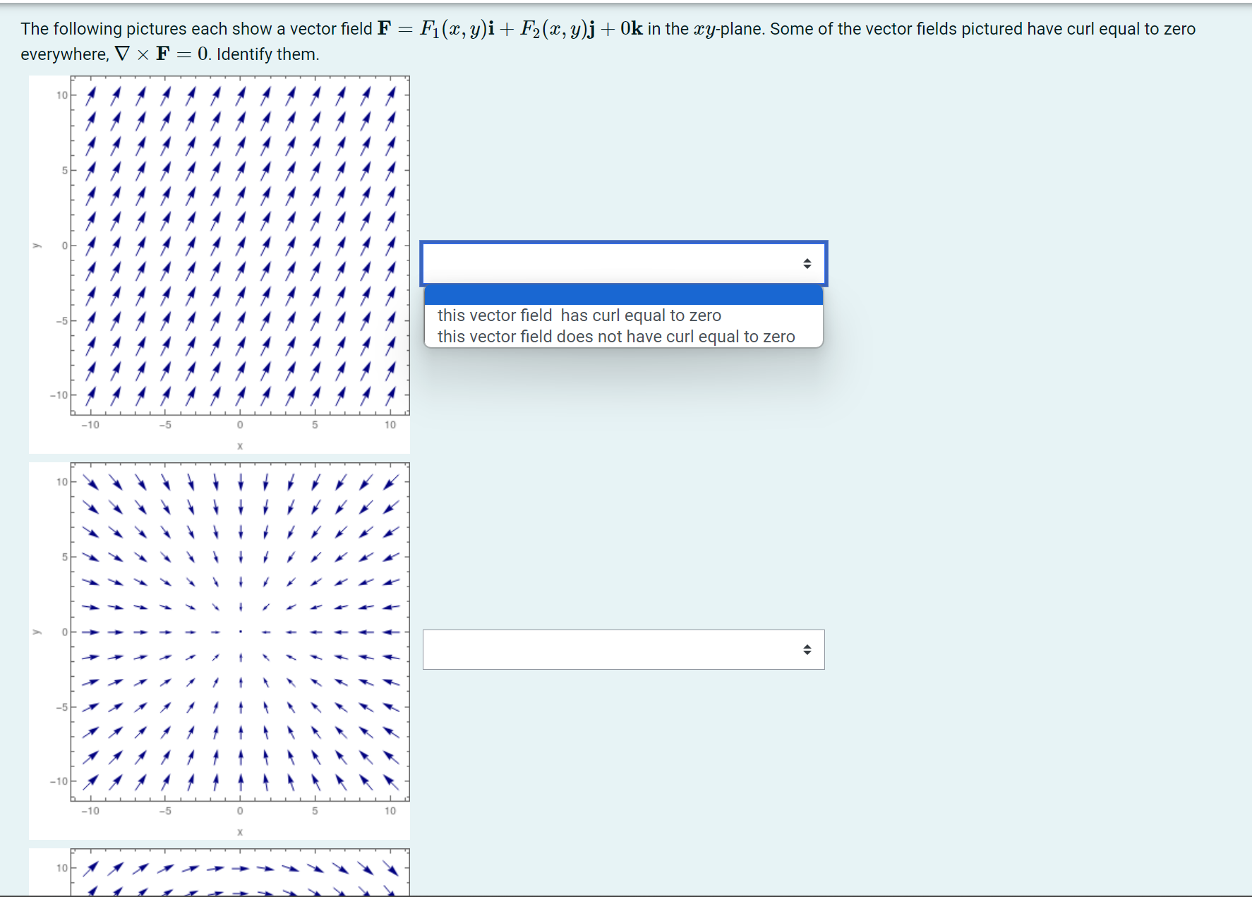 Solved The following pictures each show a vector field \\( | Chegg.com