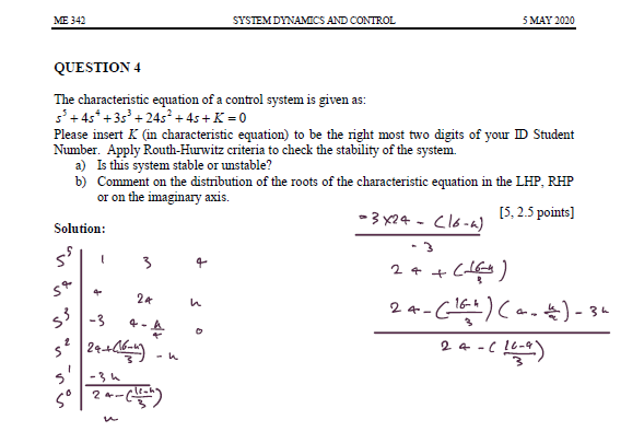 Solved The characteristic equation of a control system is | Chegg.com