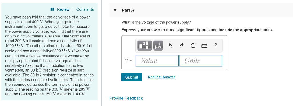 Solved Review Constants Part A You Have Been Told That The
