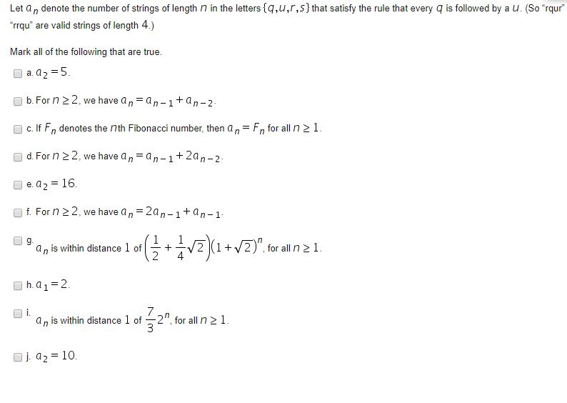 Solved Let an denote the number of strings of length in the | Chegg.com
