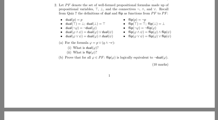 Solved 2. Let PF denote the set of well-formed propositional | Chegg.com