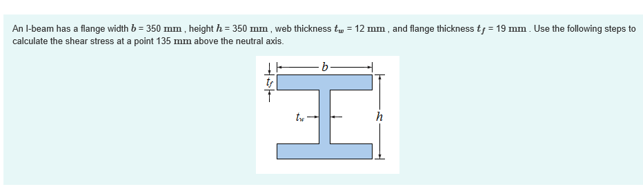 Solved An I-beam has a flange width b 350 mm , height h= | Chegg.com