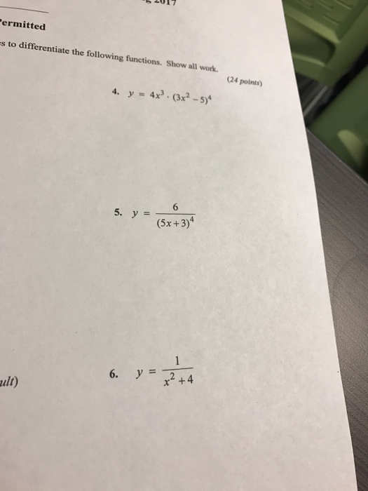 Solved Differentiate the following functions. y=4x middot | Chegg.com