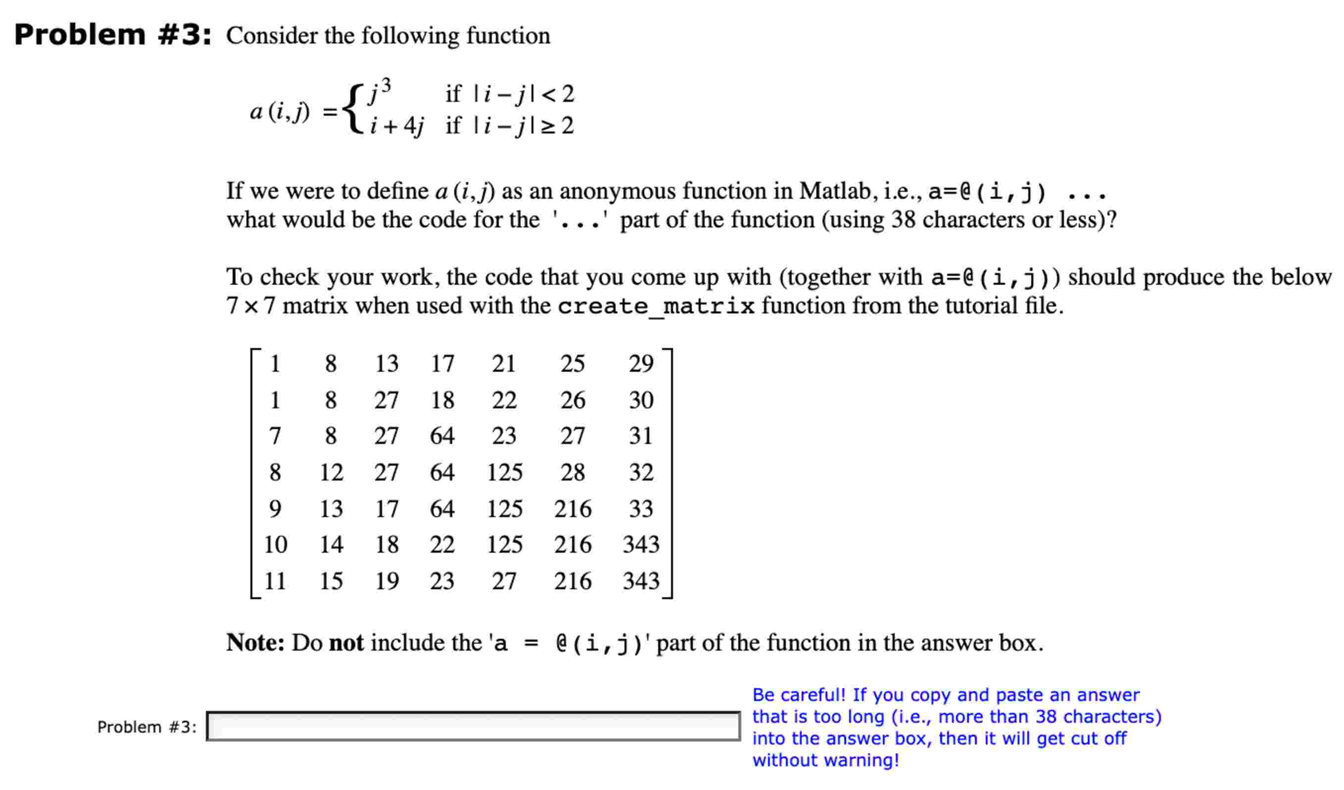 Solved Problem #3: Consider the following | Chegg.com