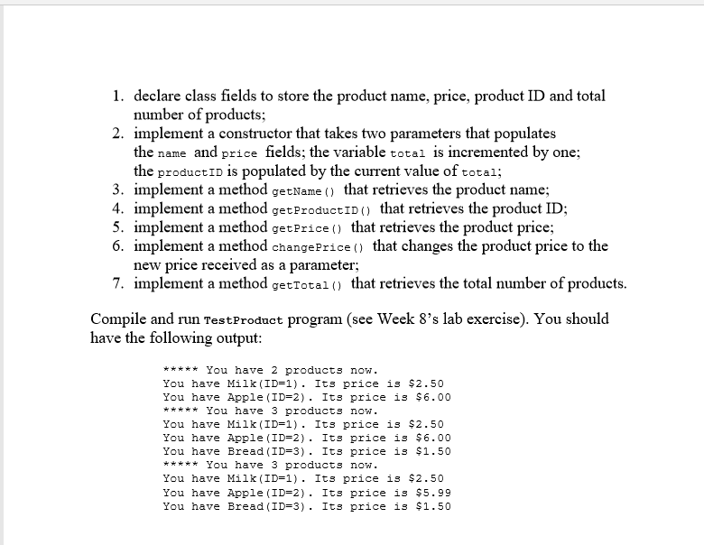 Solved Exercise 1 Implement Class Design Product You Will