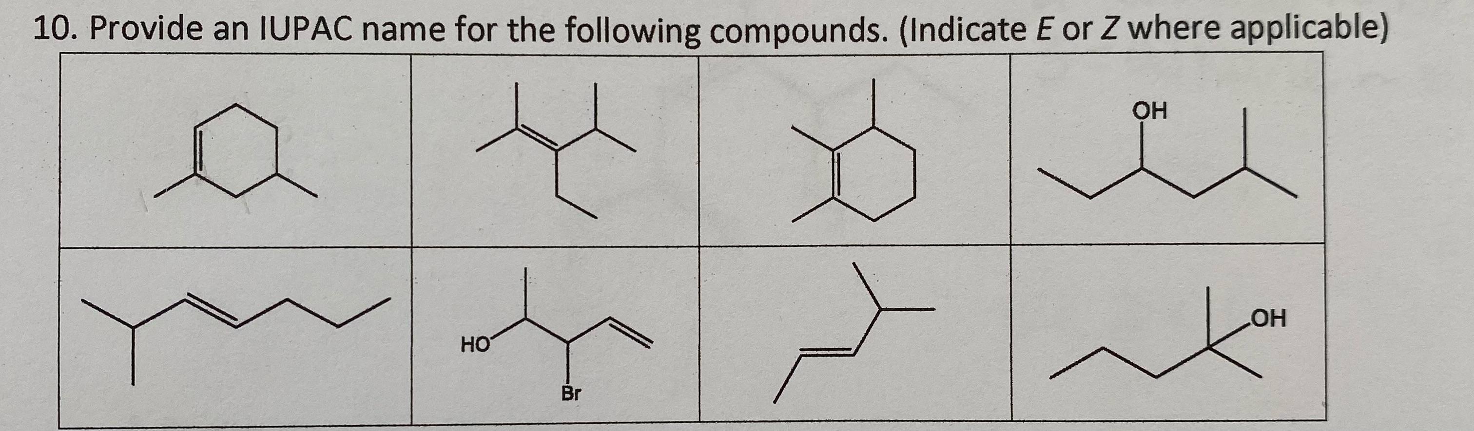Solved Provide an IUPAC name for the following compounds. | Chegg.com