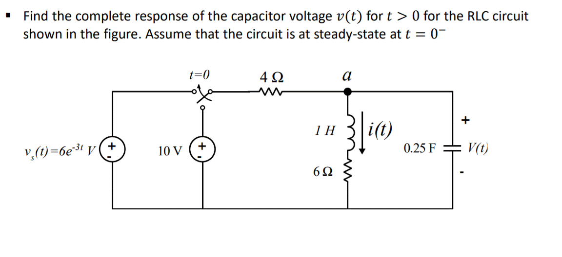 Solved Find the complete response of the capacitor voltage | Chegg.com