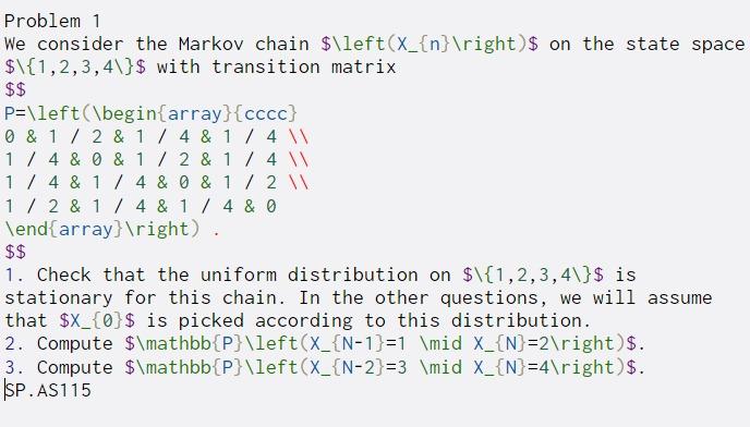 Solved Problem 1 We consider the Markov chain | Chegg.com