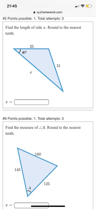 Solved 21:45 xyzhomework.com #5 Points possible: 1 . Total | Chegg.com