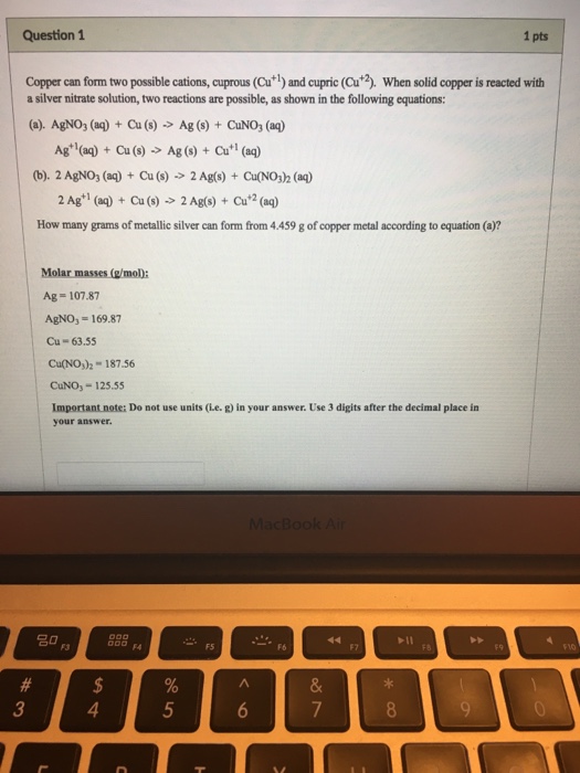 Solved Copper can form two possible cations, cuprous (cu^+1) | Chegg.com