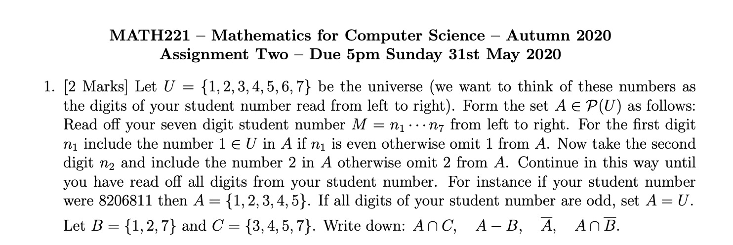 Solved MATH221 Mathematics for Computer Science – Autumn | Chegg.com