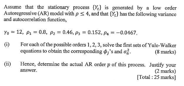 Solved Assume that the stationary process {Yt} ﻿is generated | Chegg.com