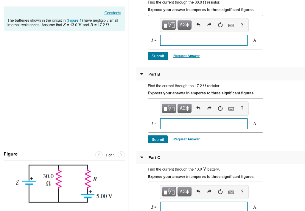 Solved Find The Current Through The 30 0 Ω Resistor Express
