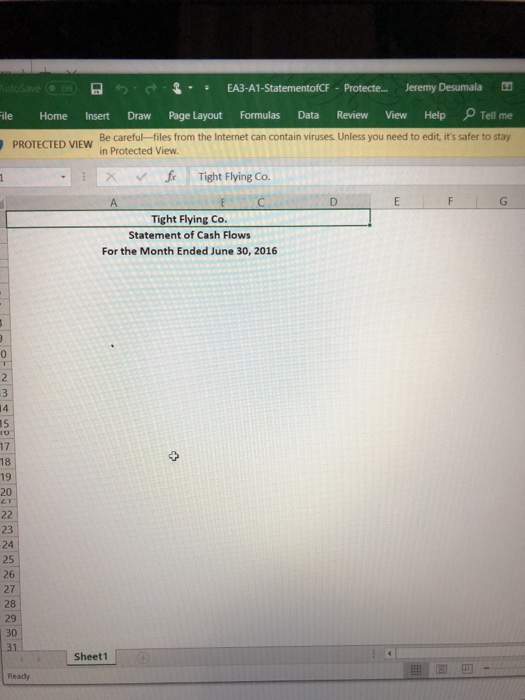 Solved EA3-A1 Create the Statement of Cash Flows for Tight | Chegg.com