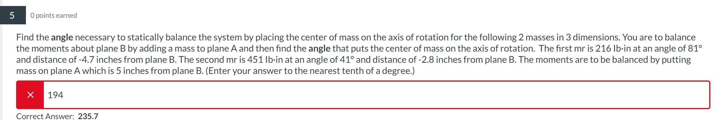 Solved Find the angle necessary to statically balance the | Chegg.com