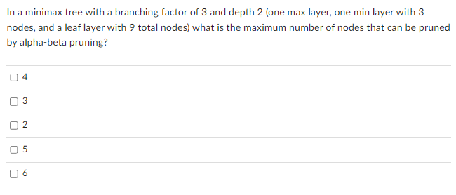 Solved In a minimax tree with a branching factor of 3 and | Chegg.com