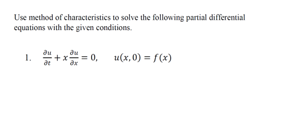 Solved Use method of characteristics to solve the following | Chegg.com