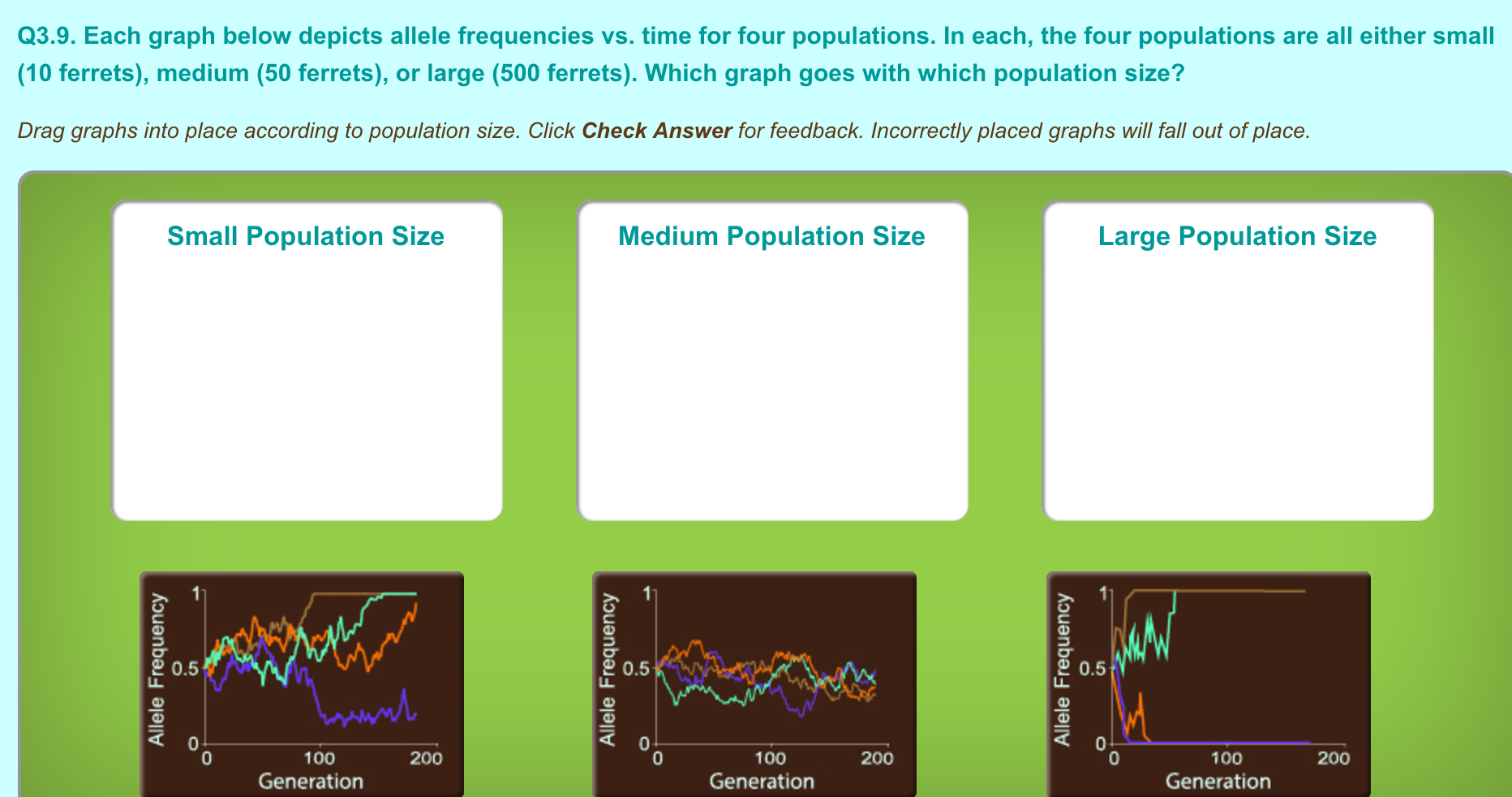 Solved Q3.9. Each graph below depicts allele frequencies vs. | Chegg.com