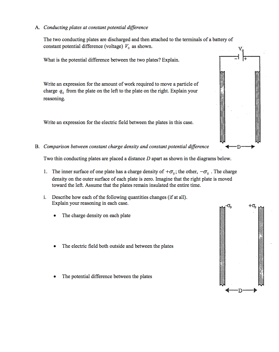 Solved A. Conducting plates at constant potential difference | Chegg.com
