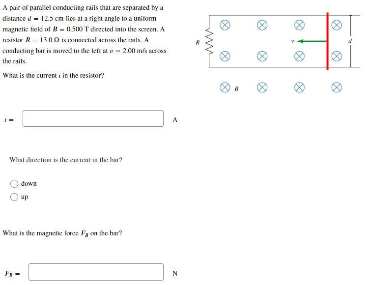 Solved ♡ ♡ A pair of parallel conducting rails that are | Chegg.com