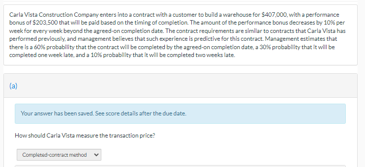 Solved Carla Vista Construction Company enters into a | Chegg.com