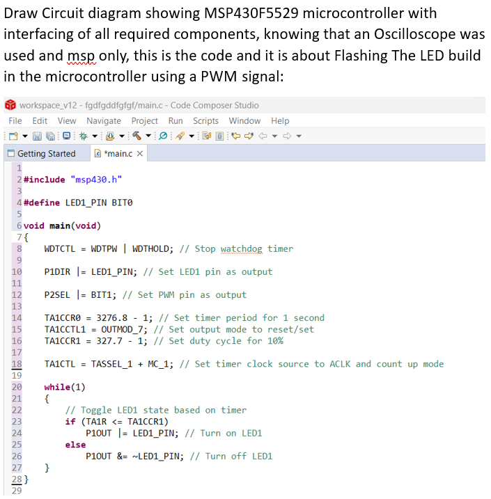 Draw Circuit diagram showing MSP430F5529 | Chegg.com