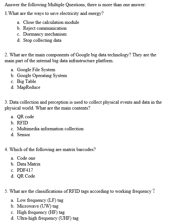 Solved Answer the following Multiple Questions, there is | Chegg.com