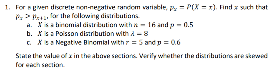 Solved 1. For a given discrete non-negative random variable, | Chegg.com