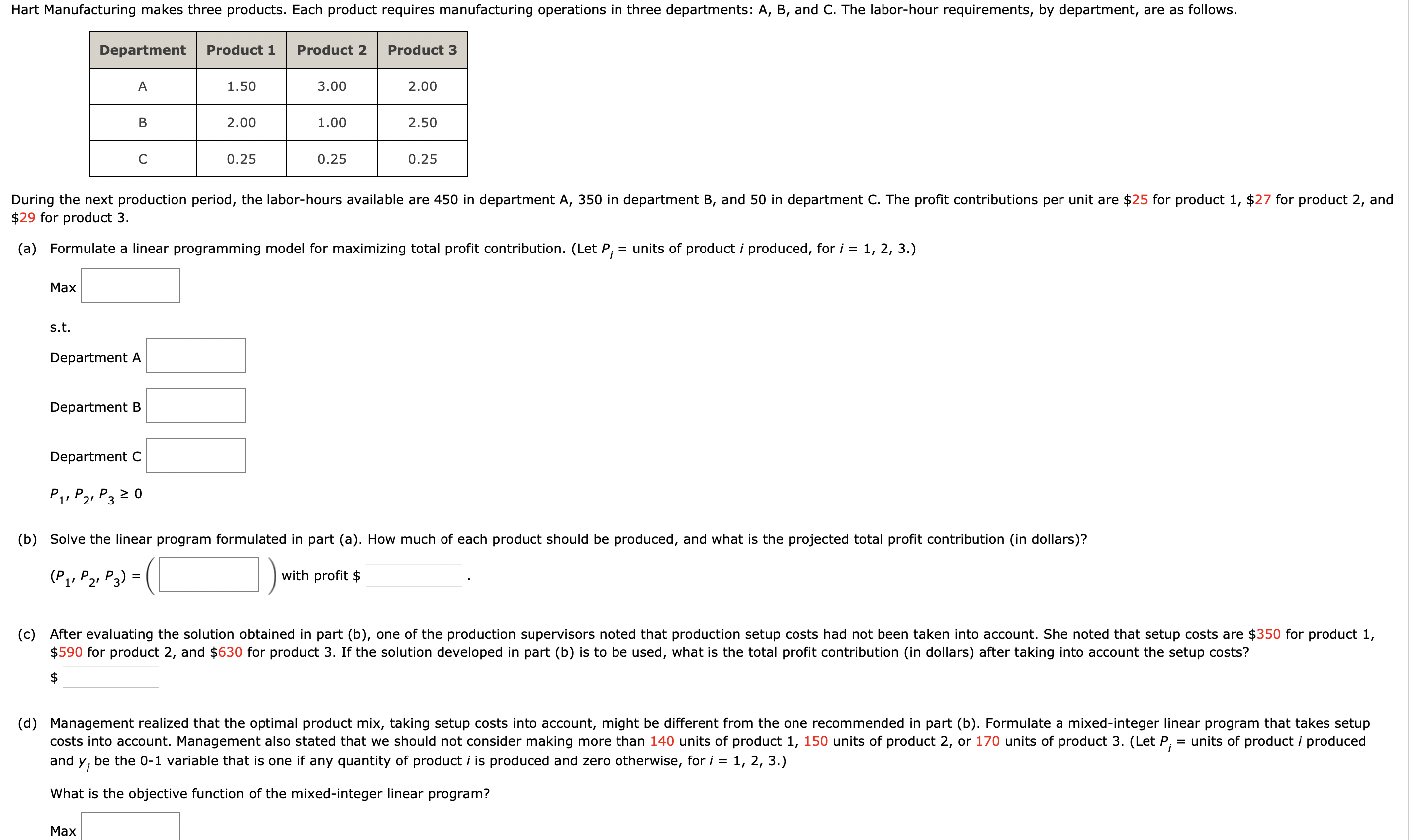Solved $29 for product 3. (a) Formulate a linear programming | Chegg.com