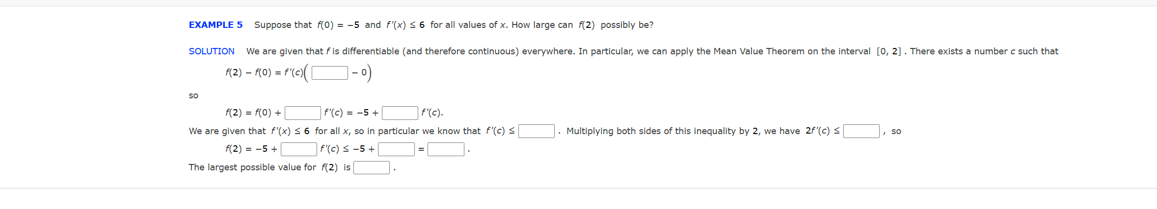 Solved EXAMPLE 5 ﻿Suppose that f(0)=-5 ﻿and f^(')(x)