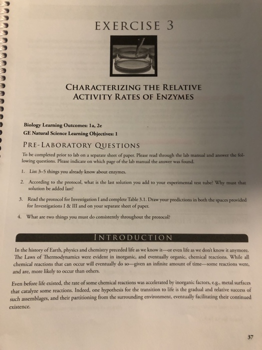 EXERCISE 3 CHARACTERIZING THE RELATIVE ACTIVITY RATES | Chegg.com
