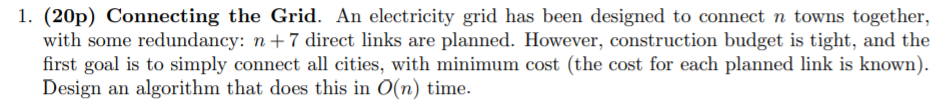 Solved 1. (20p) Connecting the Grid. An electricity grid has | Chegg.com