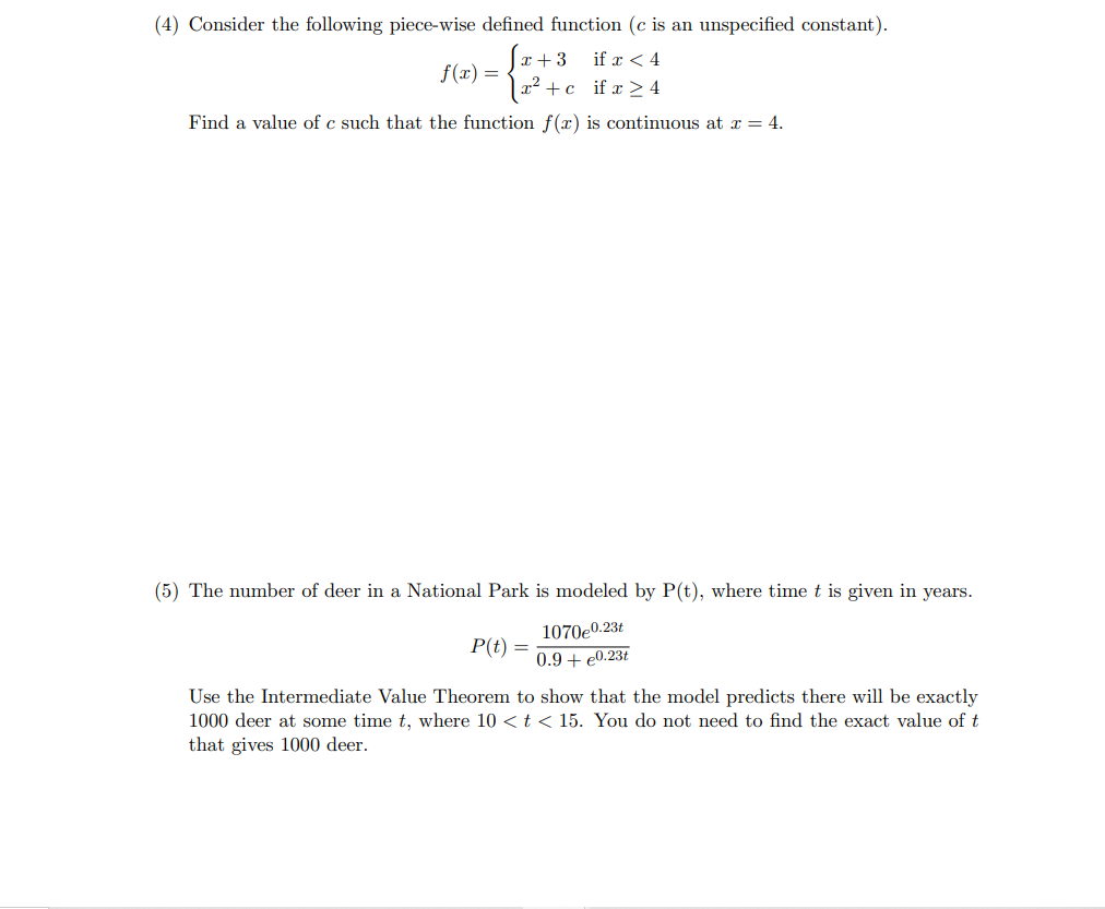 Solved 4)Consider the following piece-wise defined function | Chegg.com