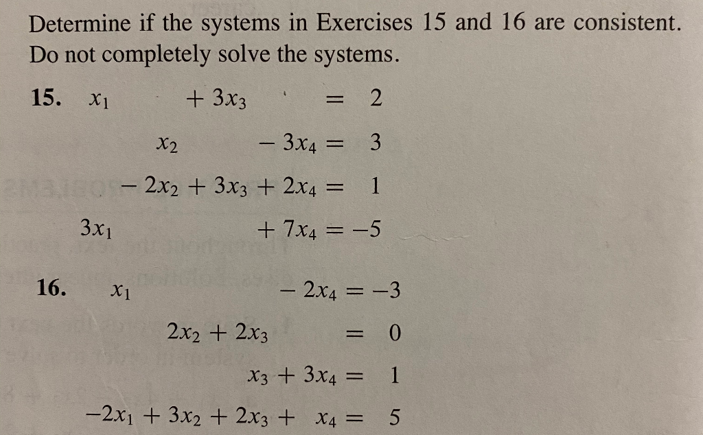Solved Determine if the systems in Exercises 15 and 16 are | Chegg.com