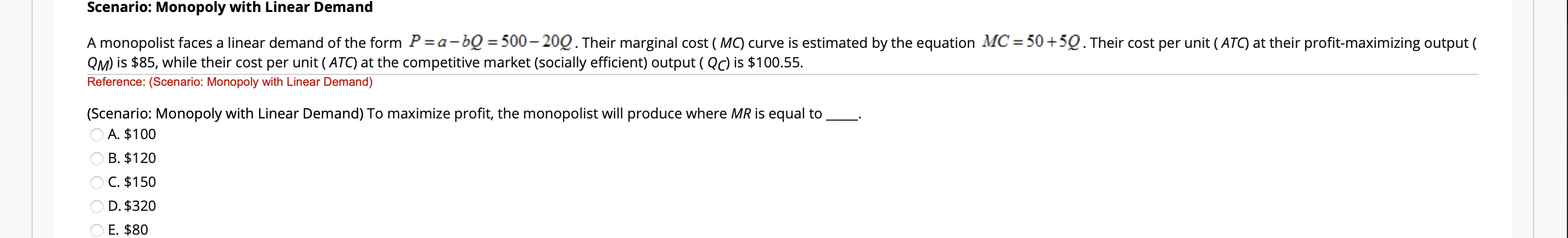 Solved Scenario: Monopoly with Linear Demand A monopolist | Chegg.com
