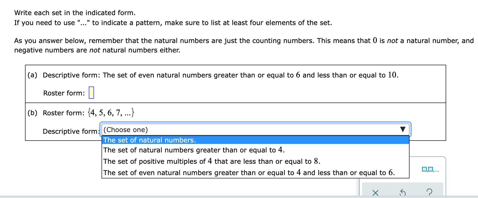 Solved Write each set in the indicated form. If you need to | Chegg.com