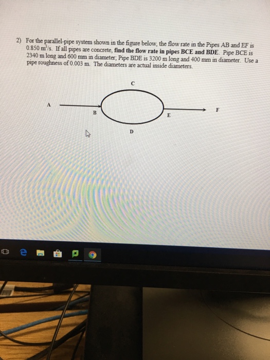 Solved 2) For the parallel-pipe system shown in the figure | Chegg.com