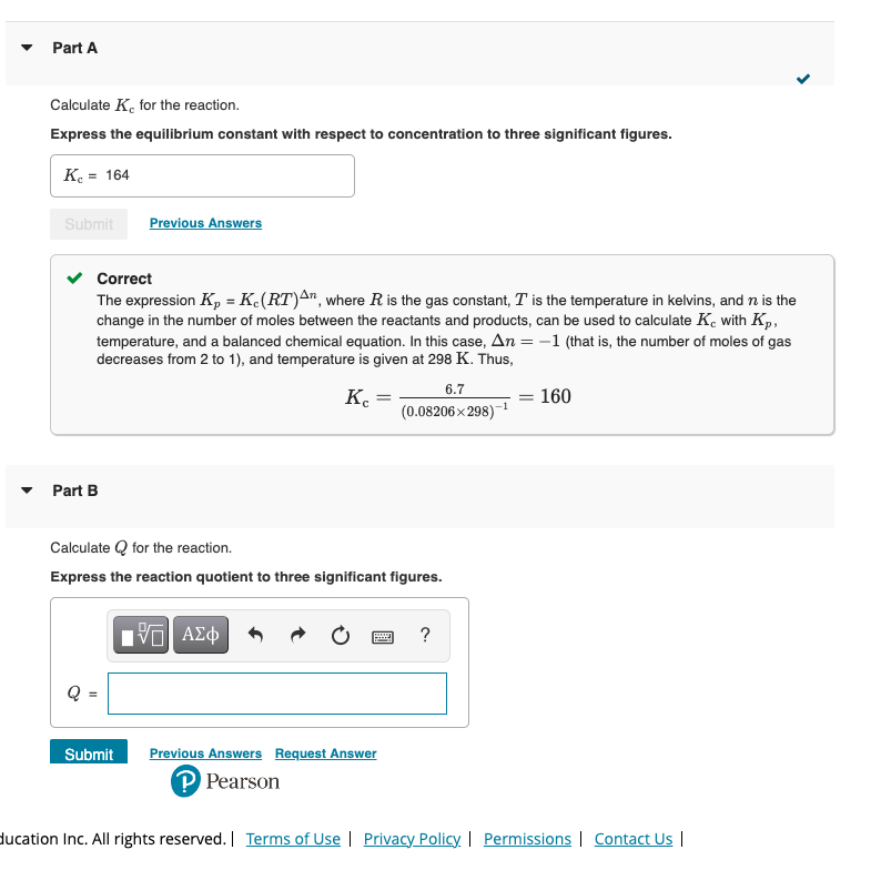 Calculate Kc for the reaction. Express the | Chegg.com
