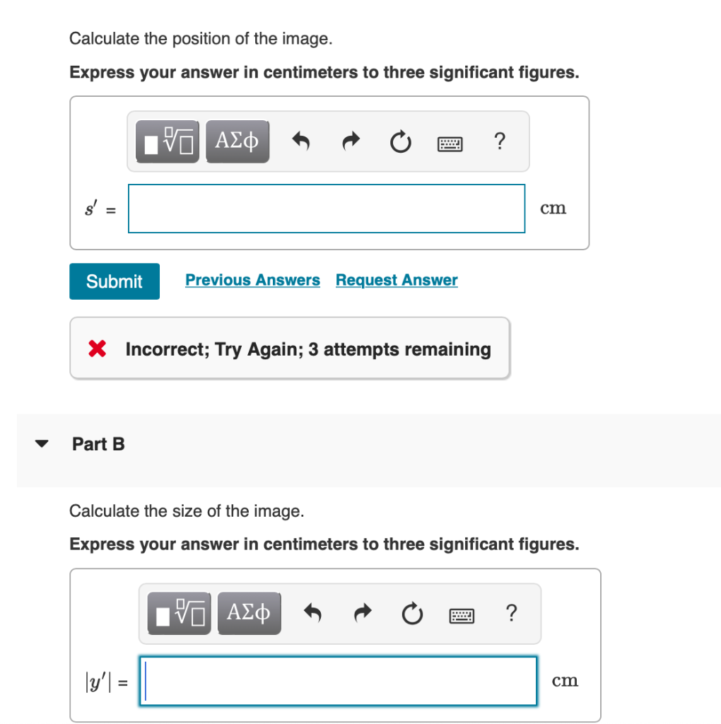 Solved An object 0.520 cm tall is placed 13.5 cm to the left | Chegg.com