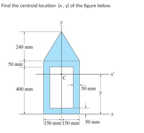 Solved Find the centroid location (x,y) of the figure below. | Chegg.com